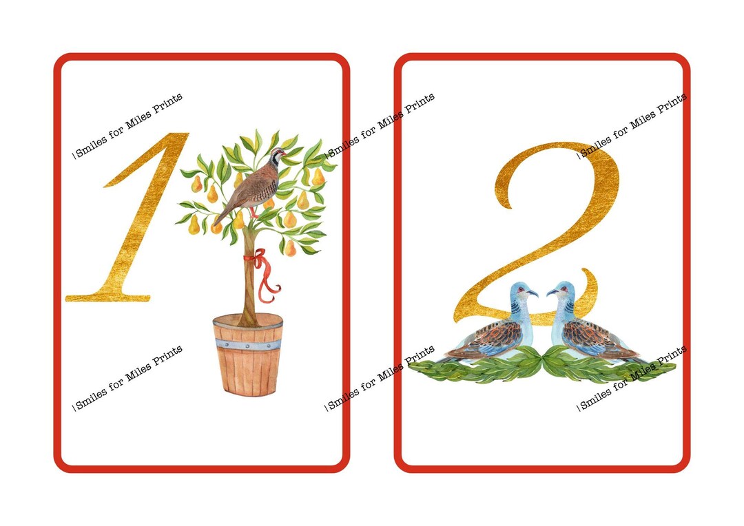 12 Days of Christmas Flashcards - Etsy