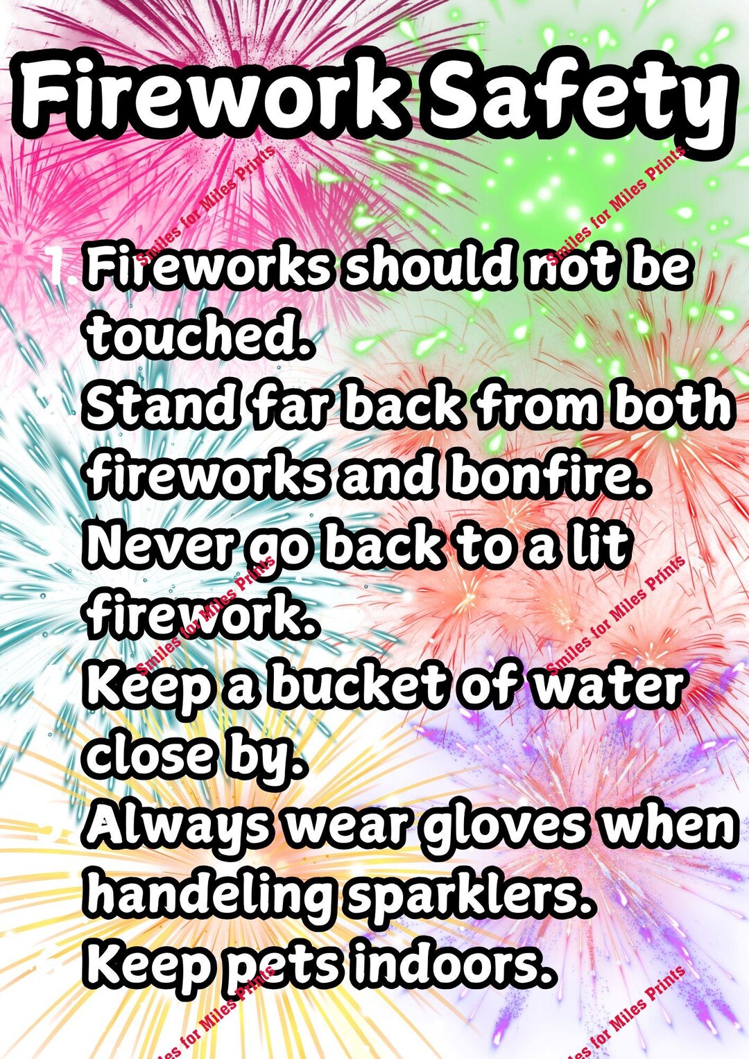 DIGITAL Fireworks Safety Poster - Etsy