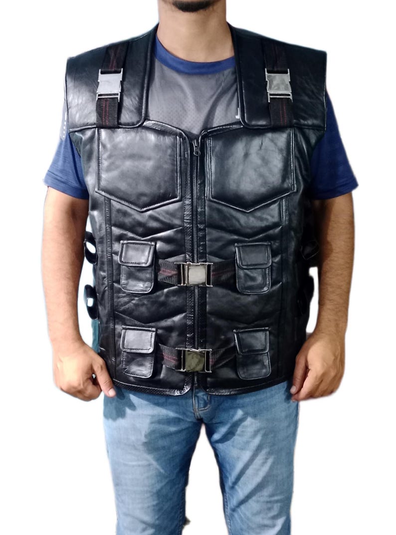 Tactical Black Leather Utility Vest: Lambskin Combat Gear - Etsy