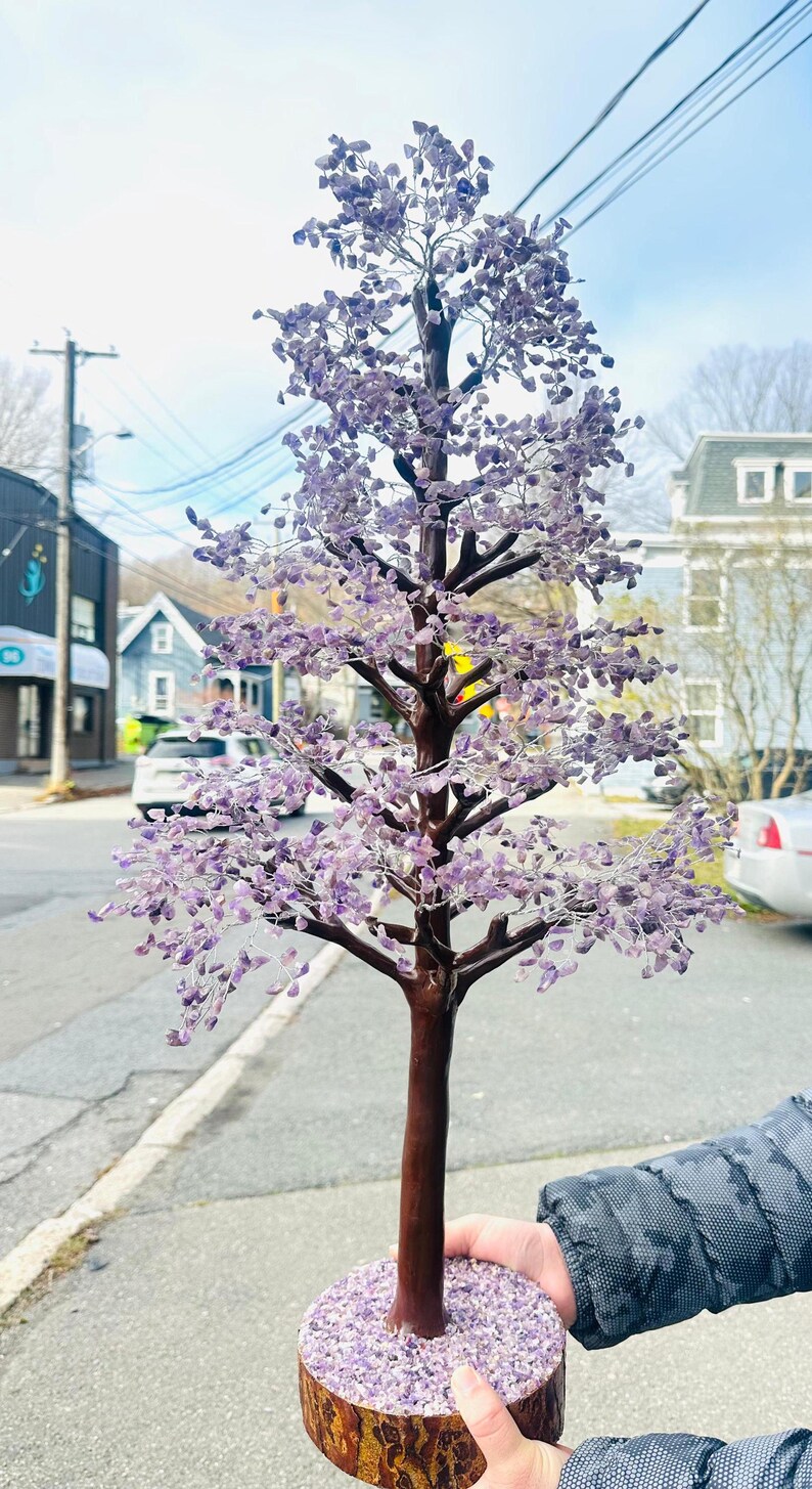 Natural Amethyst Crystal Tree With 3000 Beads – Handmade Gemstone ...