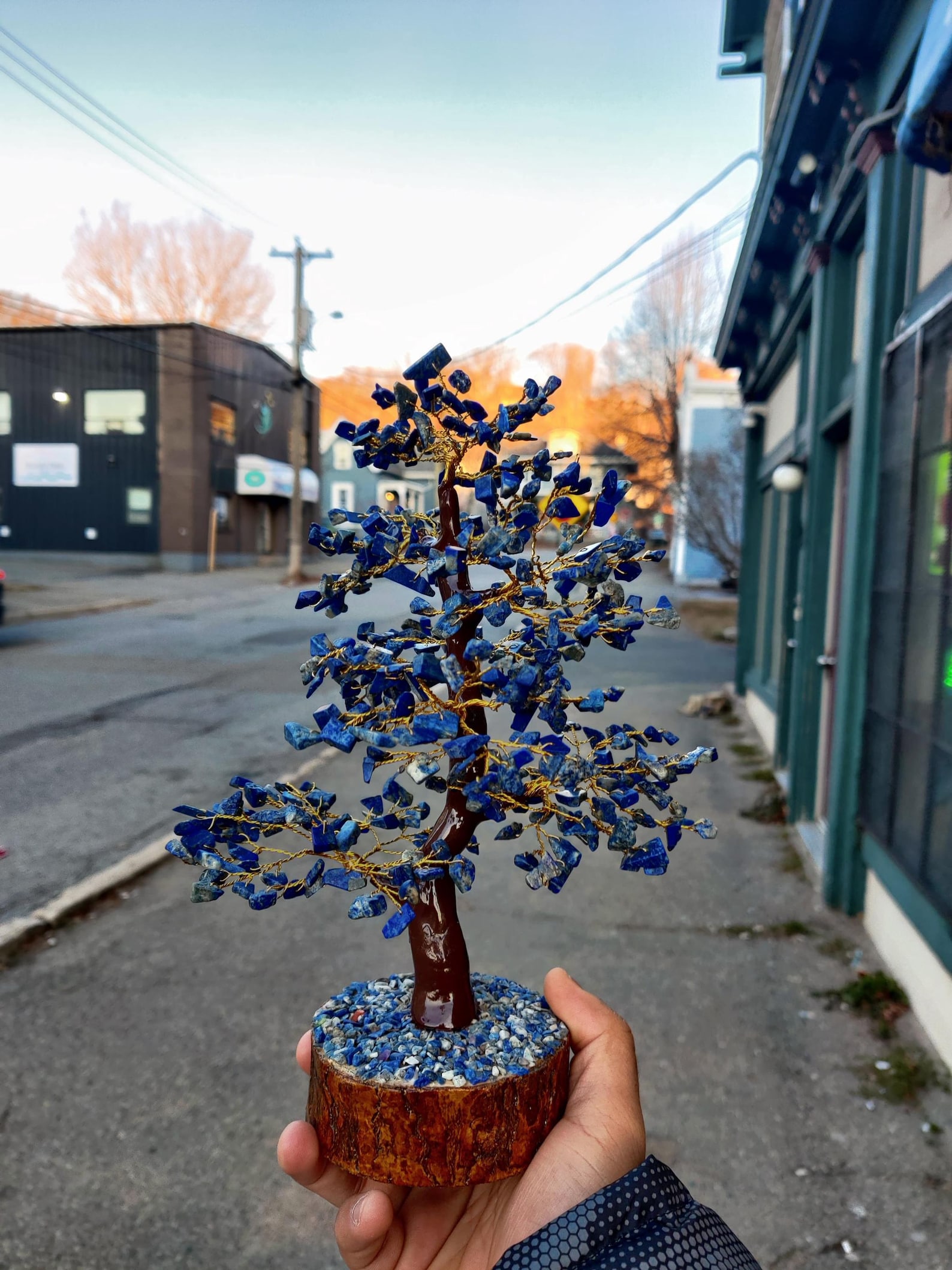 500 Beads Natural Lapis Lazuli Crystal Tree With Golden Wiring | Wisdom ...