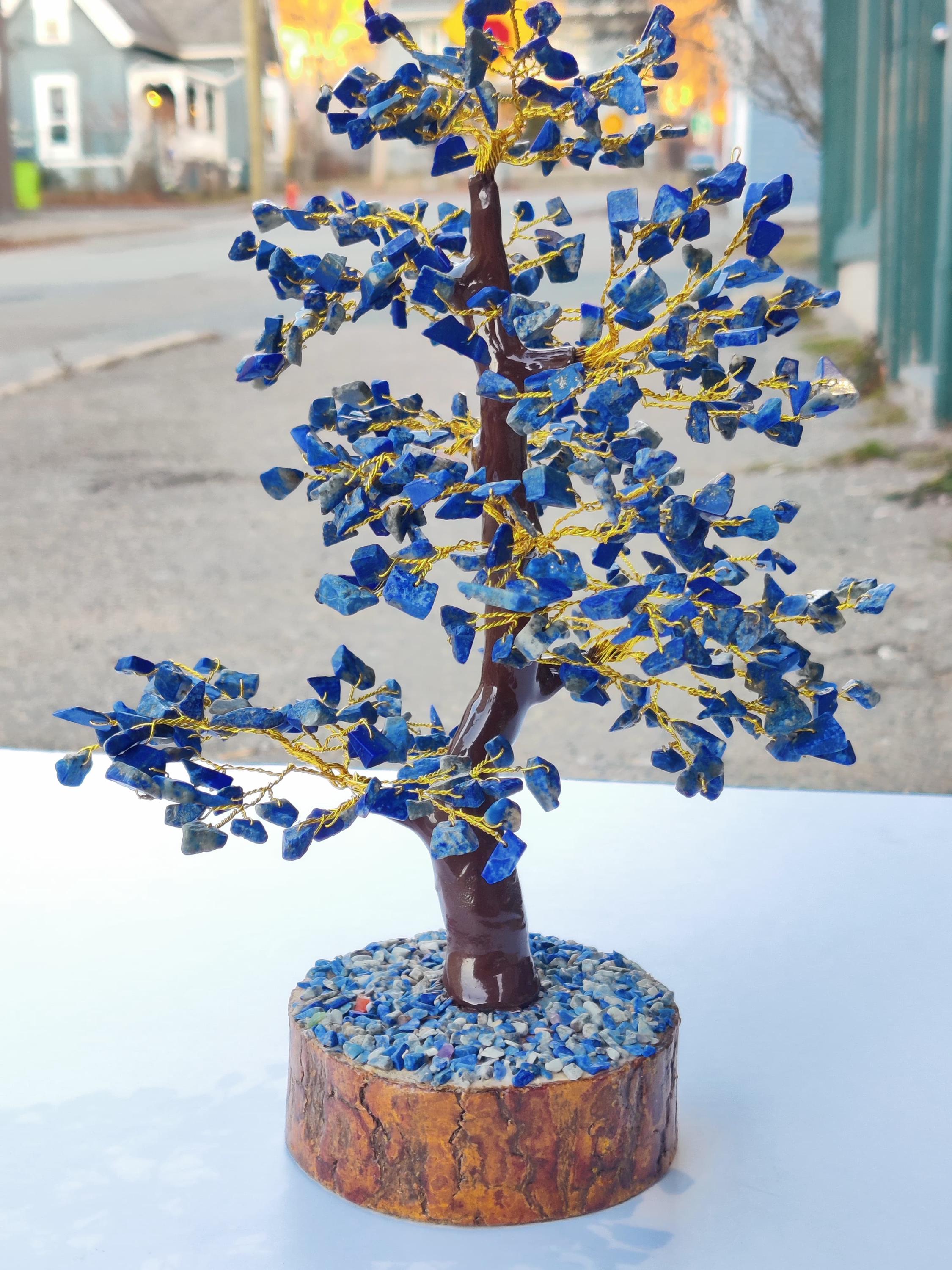 500 Beads Natural Lapis Lazuli Crystal Tree With Golden Wiring | Wisdom ...
