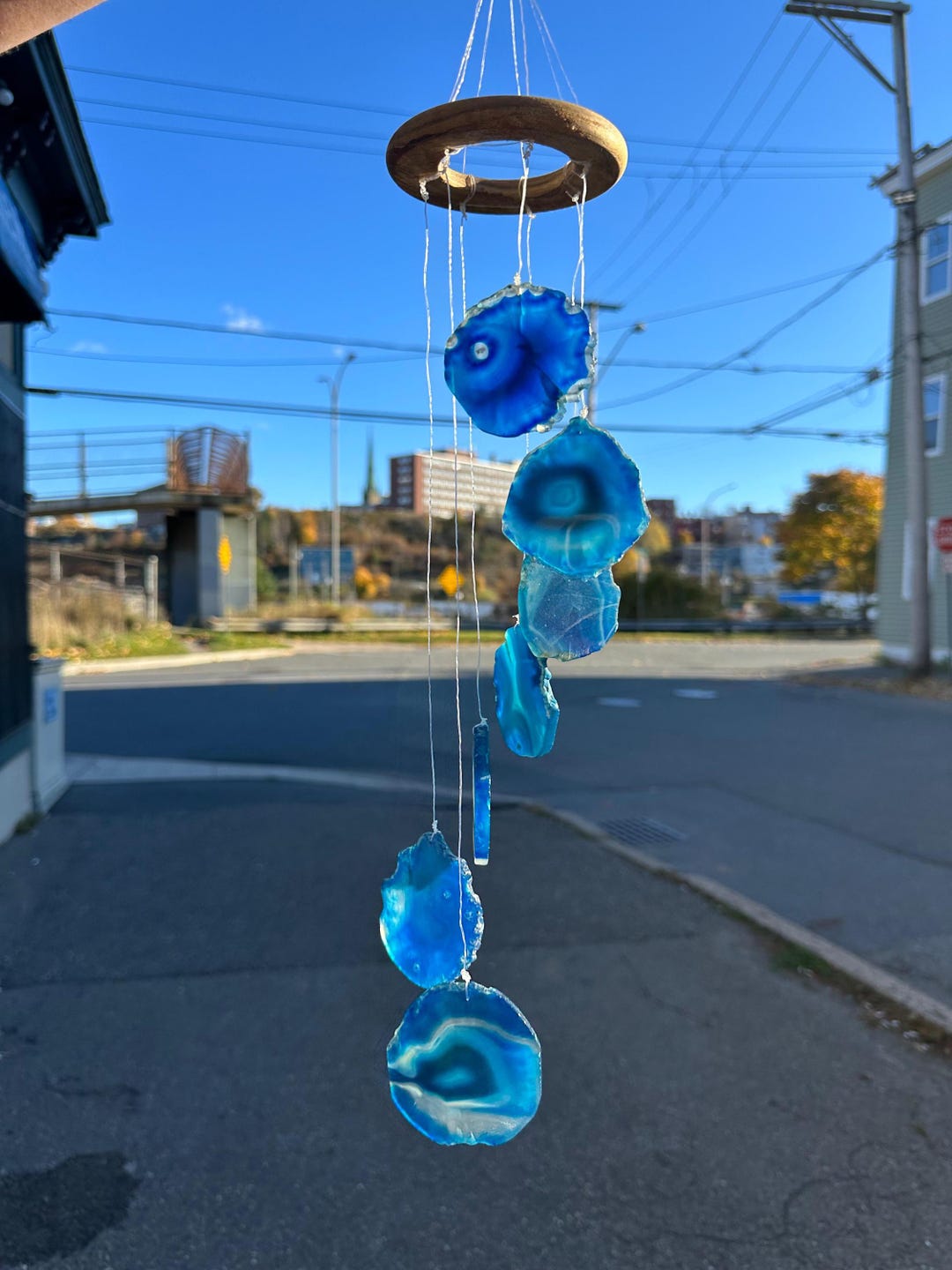 Blue Agate Windchime Suncatcher Gemstone Crystal Gift Home Window ...