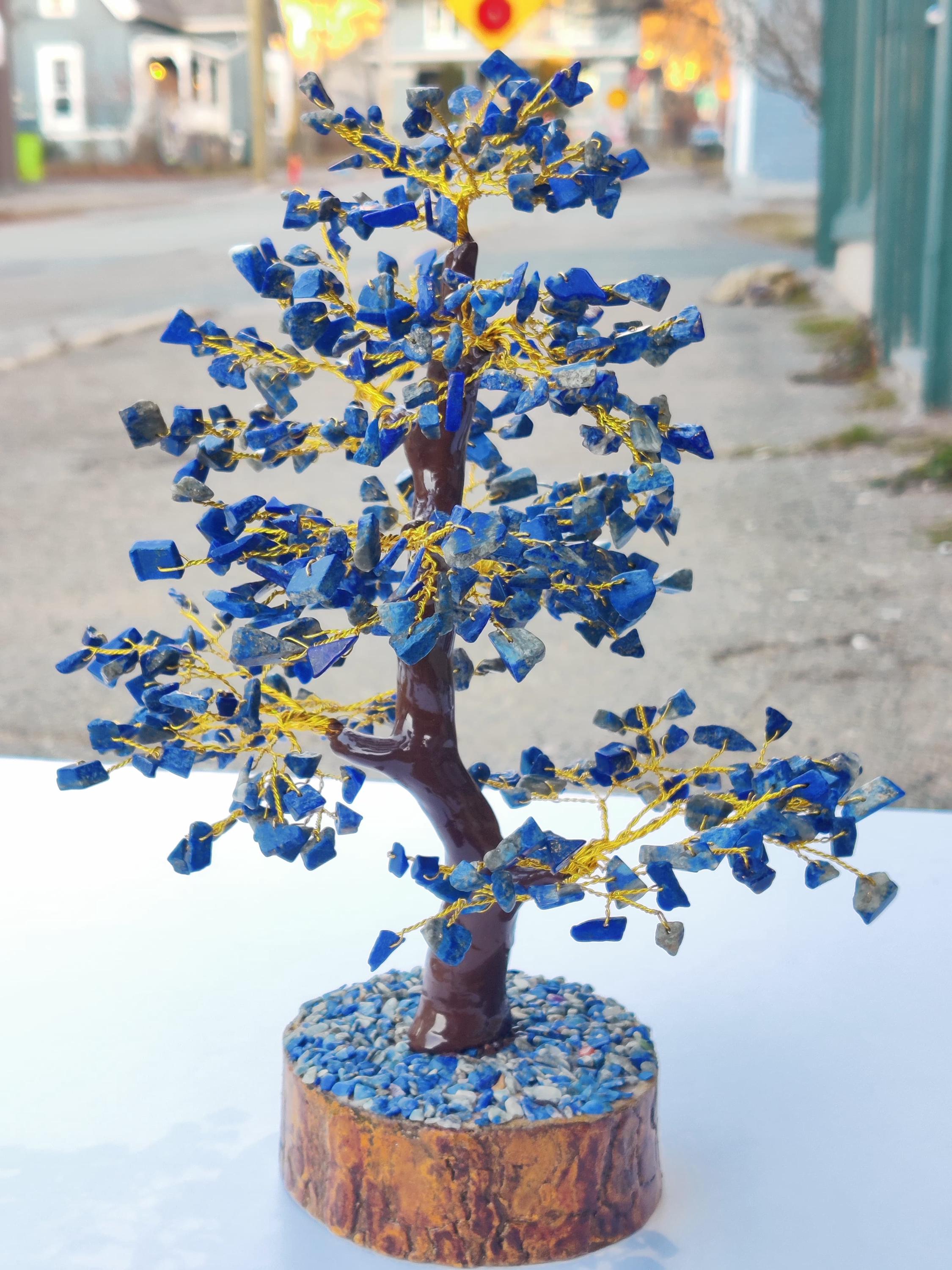 500 Beads Natural Lapis Lazuli Crystal Tree With Golden Wiring | Wisdom ...