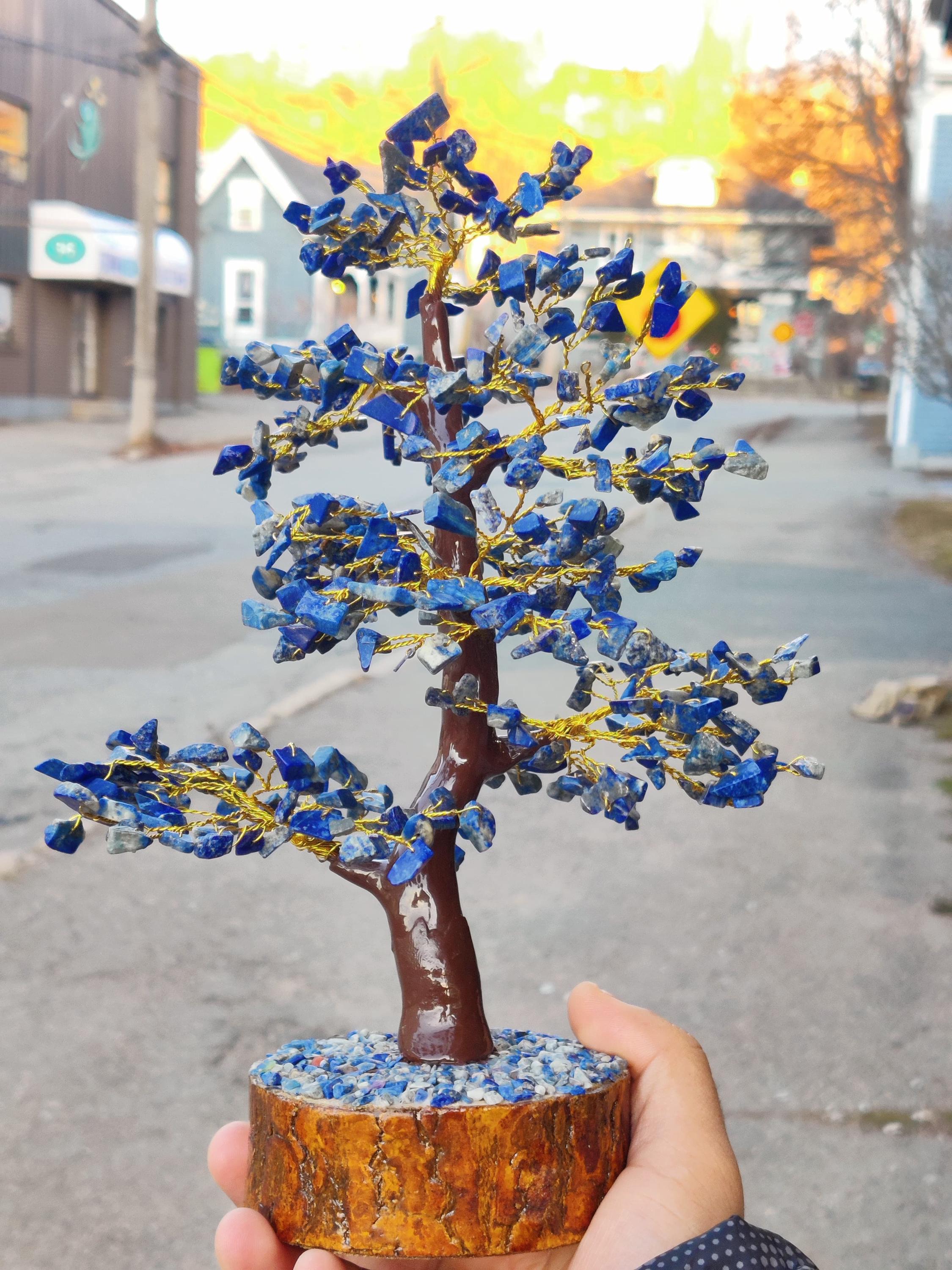 500 Beads Natural Lapis Lazuli Crystal Tree With Golden Wiring | Wisdom ...