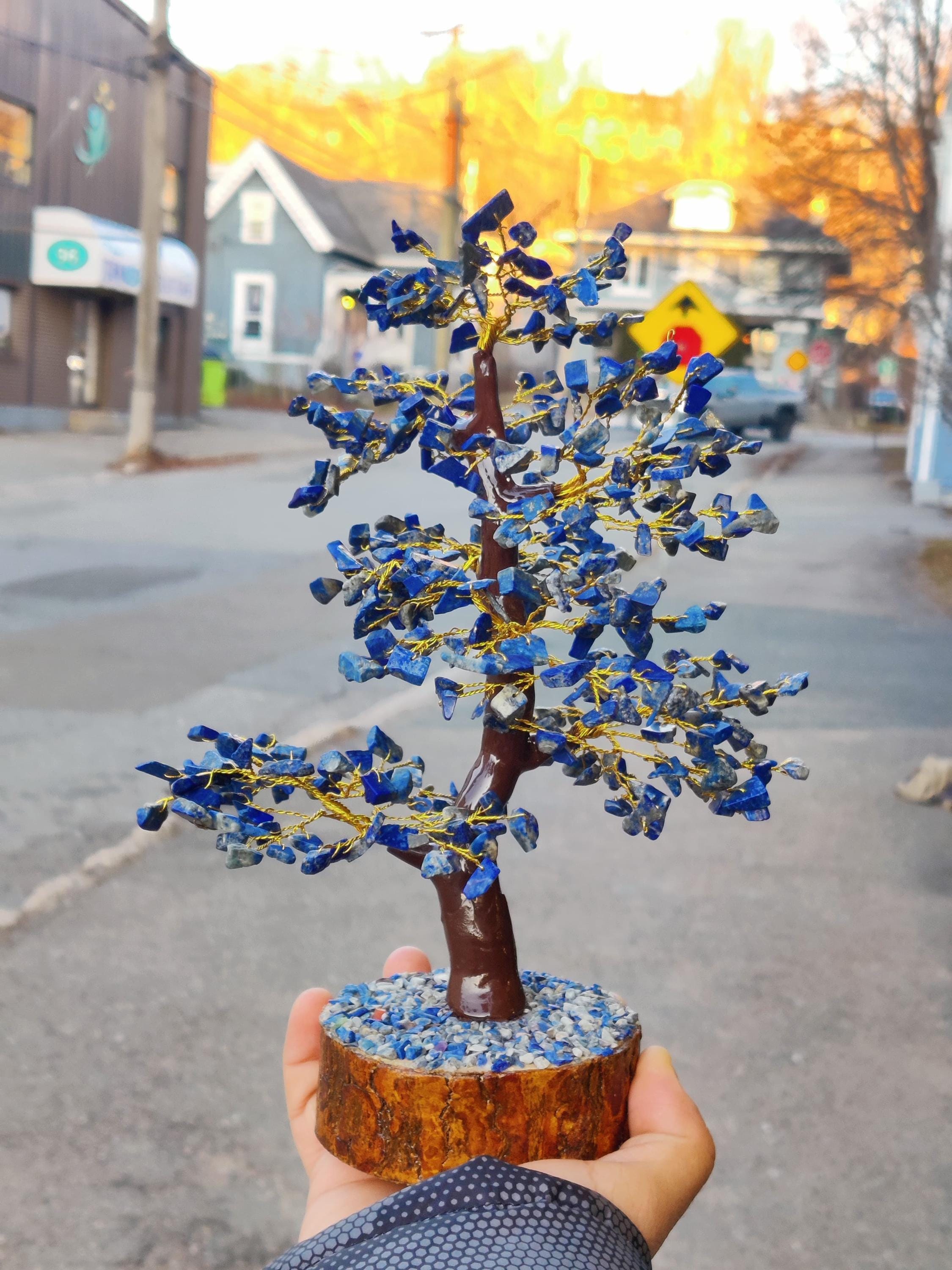 500 Beads Natural Lapis Lazuli Crystal Tree With Golden Wiring | Wisdom ...