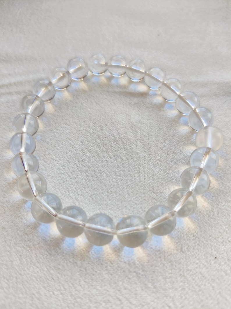 Clear Quartz Bracelet - Natural Clear Crystal Gemstone Stretch Bracelet ...