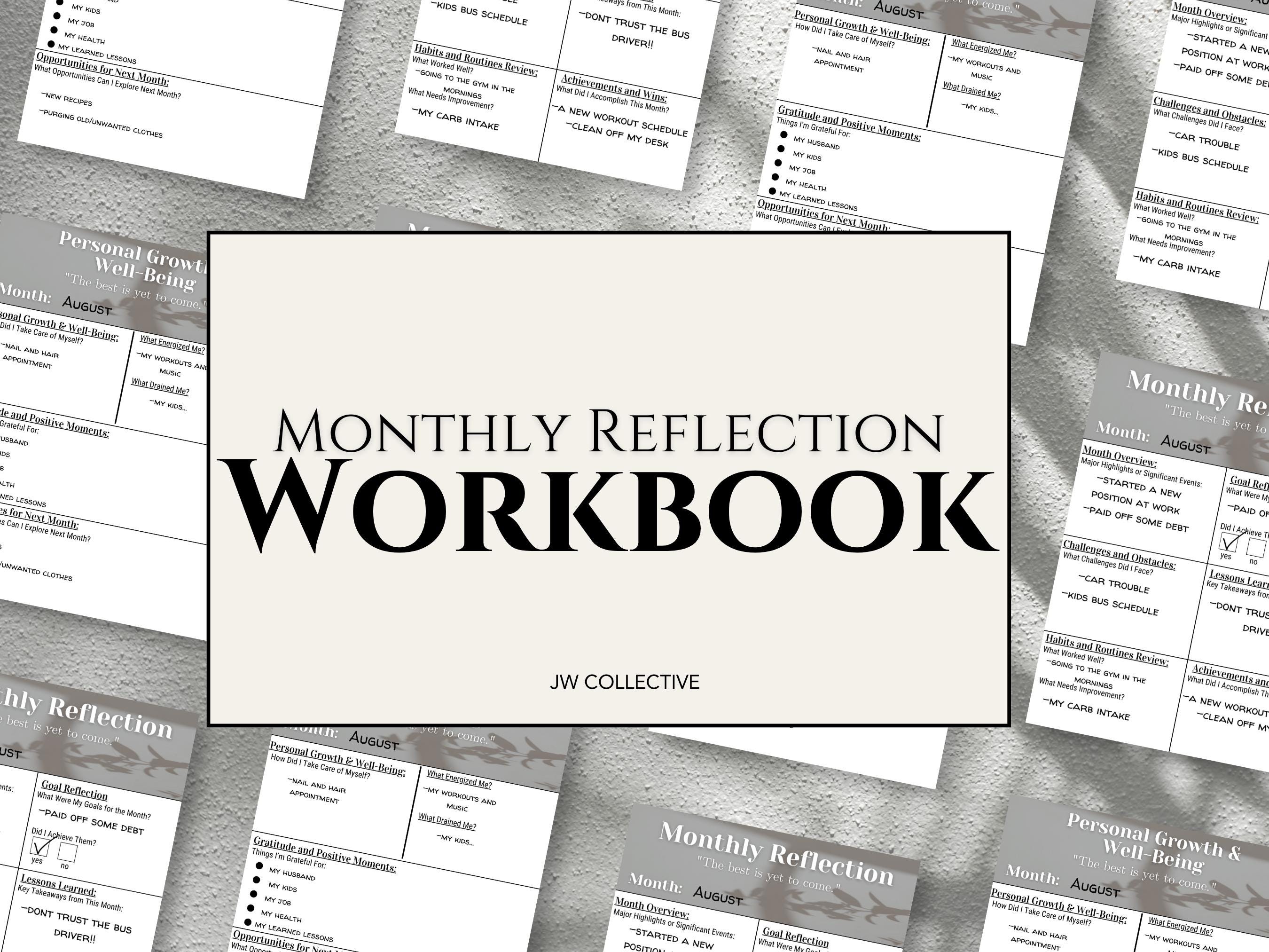 Monthly Reflection Tracker, Printable Monthly Tracker, Reflection ...