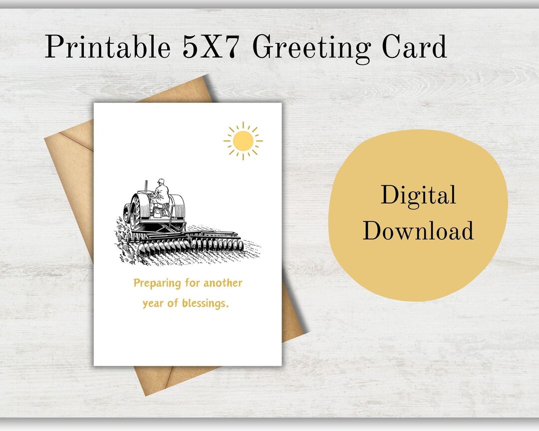 Printable Farming Greeting Card Preparing for Blessings - Etsy