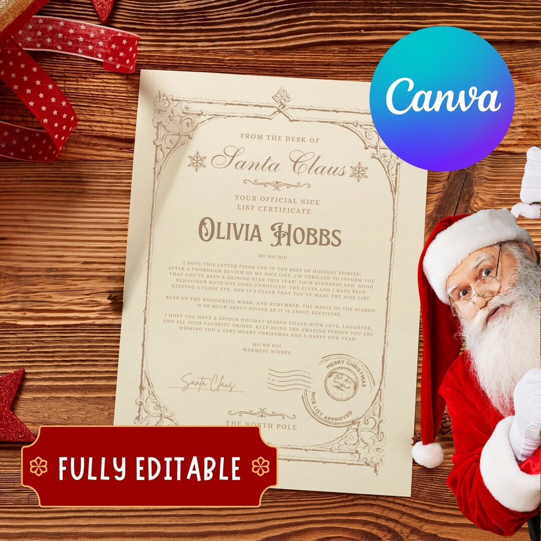 2024 Official Letter From Santa Template, Instant Download, Editable ...