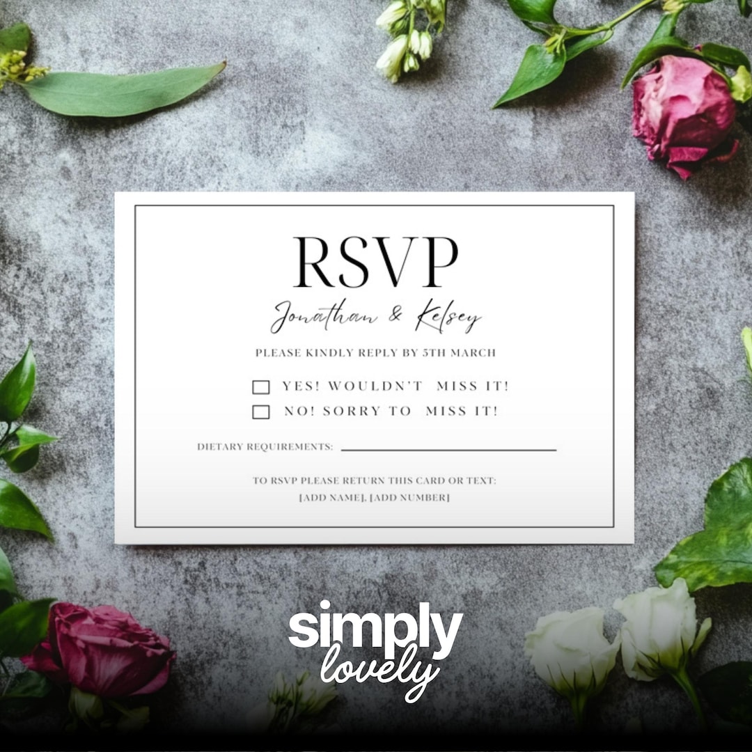 Minimal Initials Wedding RSVP Template, Elegant Wedding Design, Simple ...