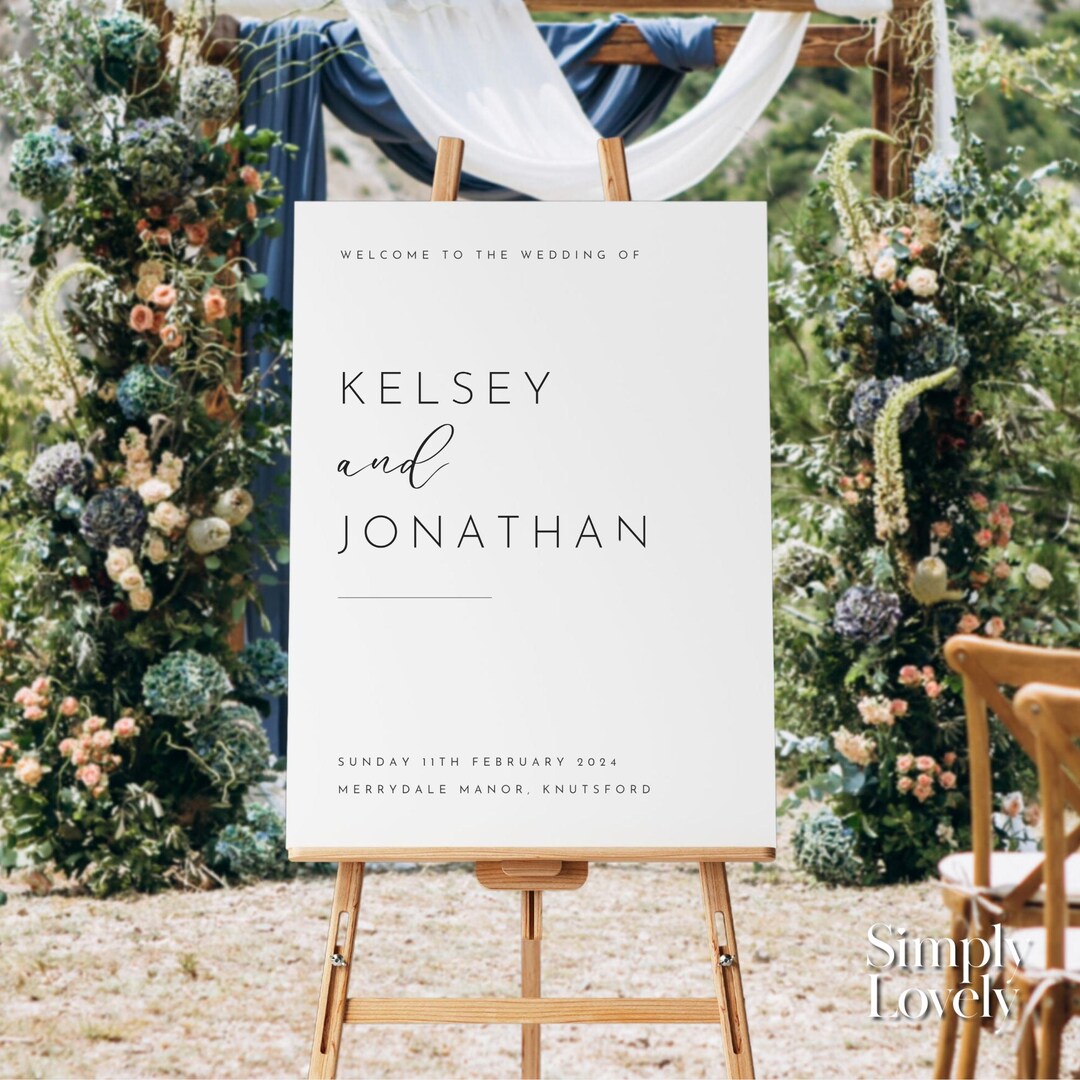Editable Minimal Welcome Sign Wedding, Printable Modern Welcome Board ...