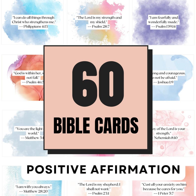 60 Inspirational Bible Verse Cards, Christian Affirmation Cards ...