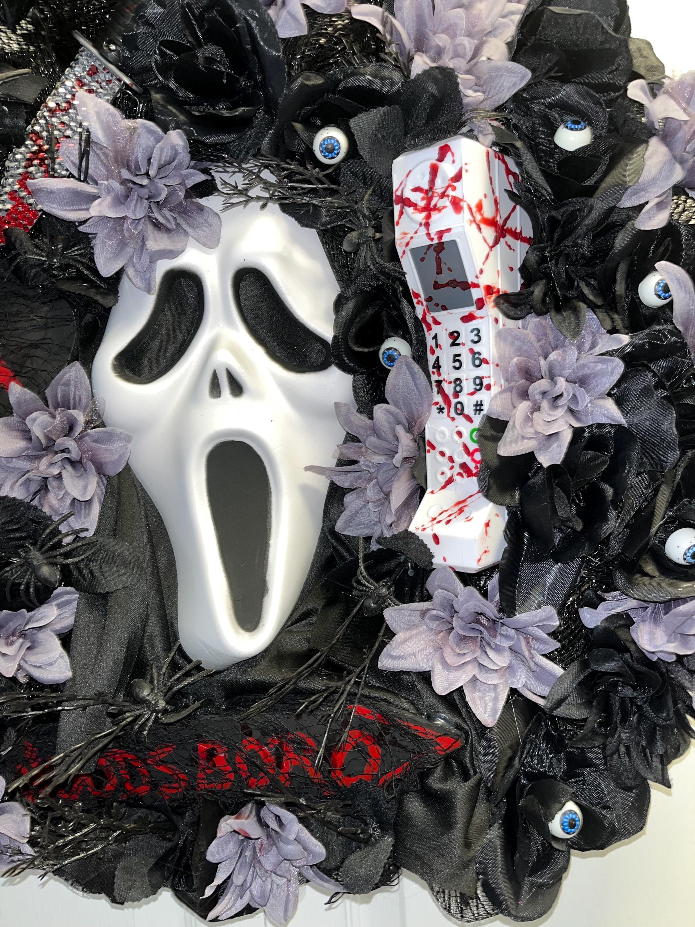 Spooky Halloween Wreath: Horror Door Hanger, Ghost or Scream Wreath - Etsy