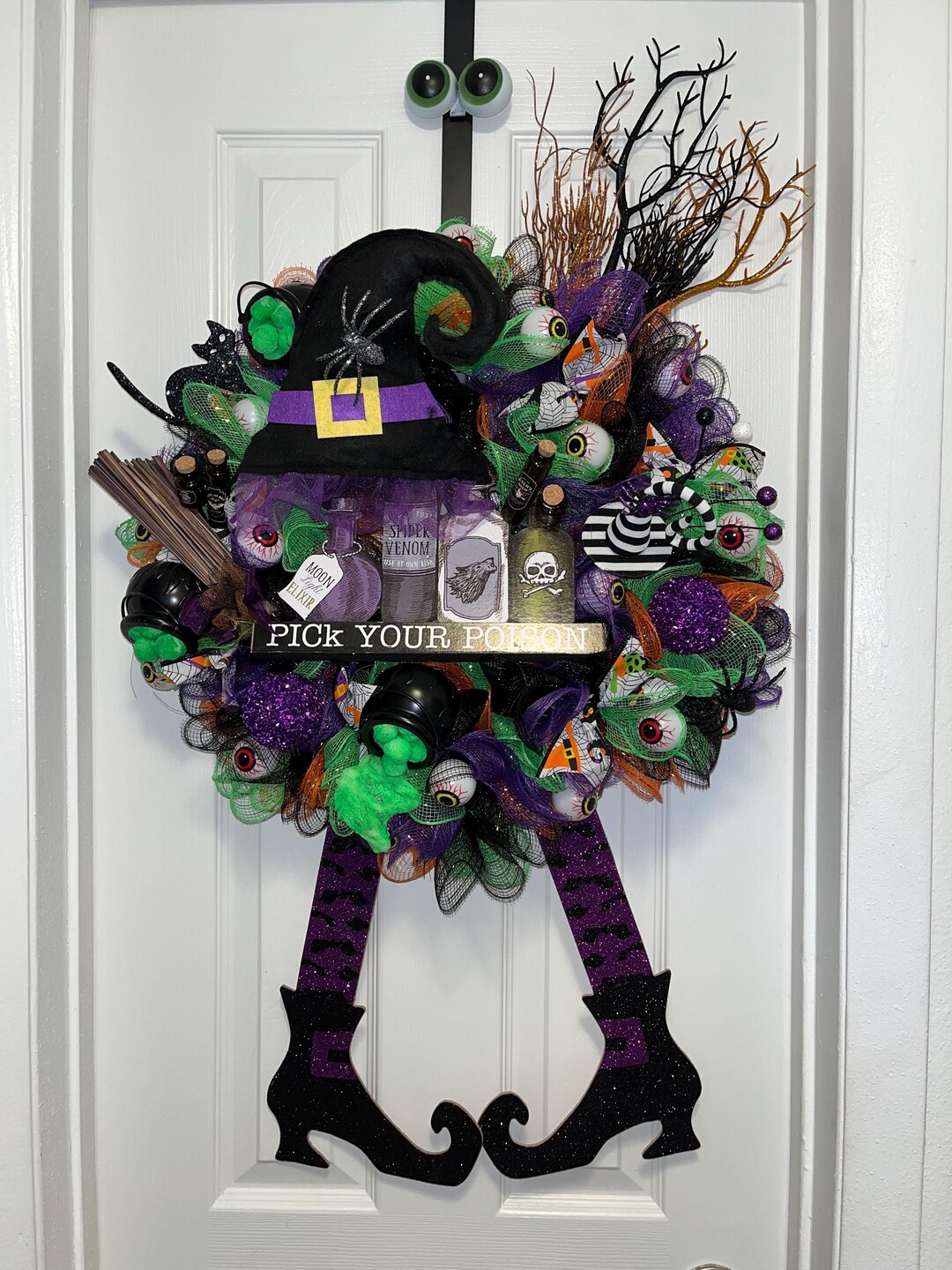 Halloween Witch Hat Wreath: Spooky Door Hanger Decor - Etsy
