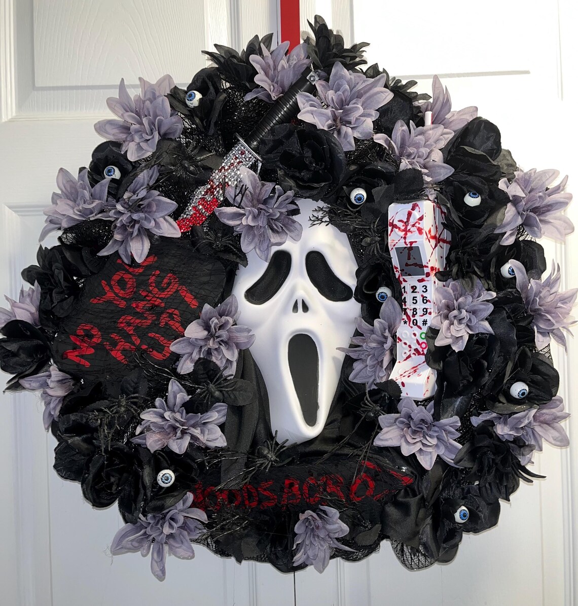Spooky Halloween Wreath: Horror Door Hanger, Ghost or Scream Wreath - Etsy