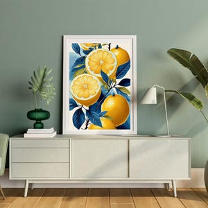 Set of 6 Lemon X Blossom Watercolor Prints, Fruit Wall Art Collection ...