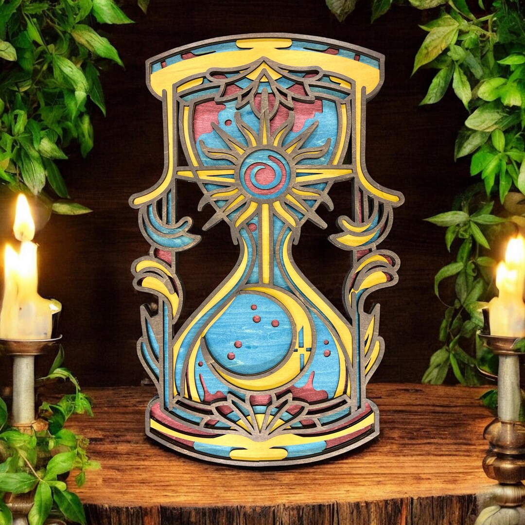 Sun & Moon Hourglass Wood Art Piece - Etsy