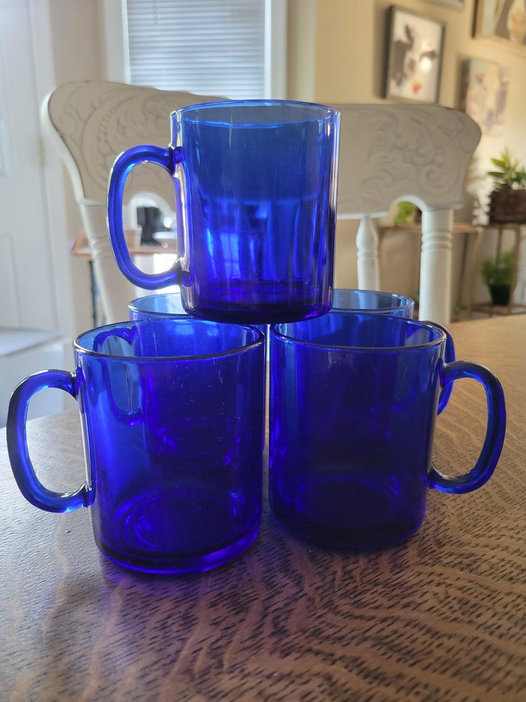 Set of 5 Vintage Arcoroc France Cobalt Blue Translucent Glass Mugs - Etsy