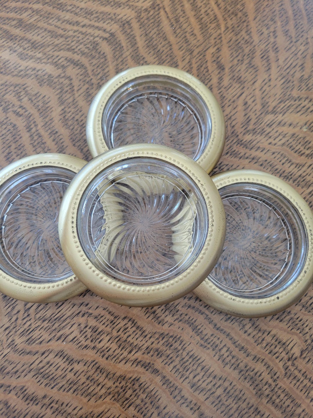 Mid Century Modern Glass and Gold Coasters (set of 4) - Etsy