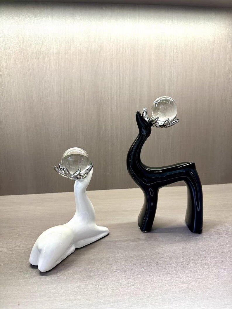 Sika Deer White Porcelain Sculpture Entrance Living Room Bedroom ...