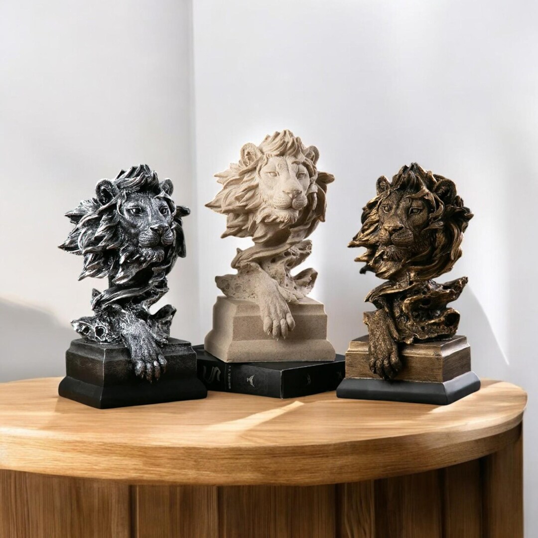 Golden Lion Statue King of Beasts Figurine Lion Statues Home Decor ...