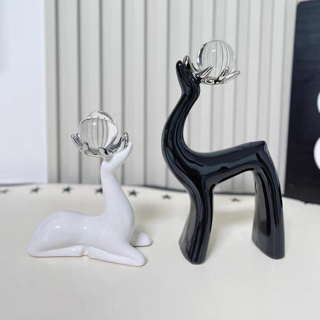 Sika Deer White Porcelain Sculpture Entrance Living Room Bedroom ...