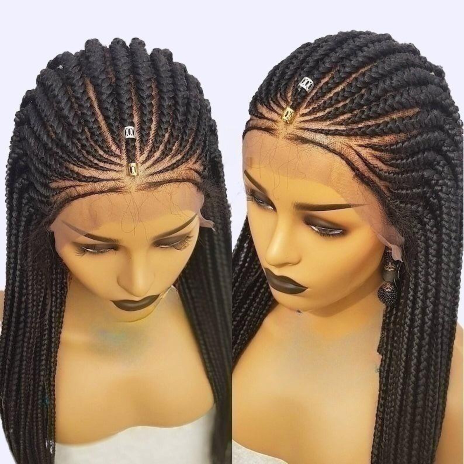 Fulani Style Braided Conrow Box Wig for Black African Women. Alopecia ...
