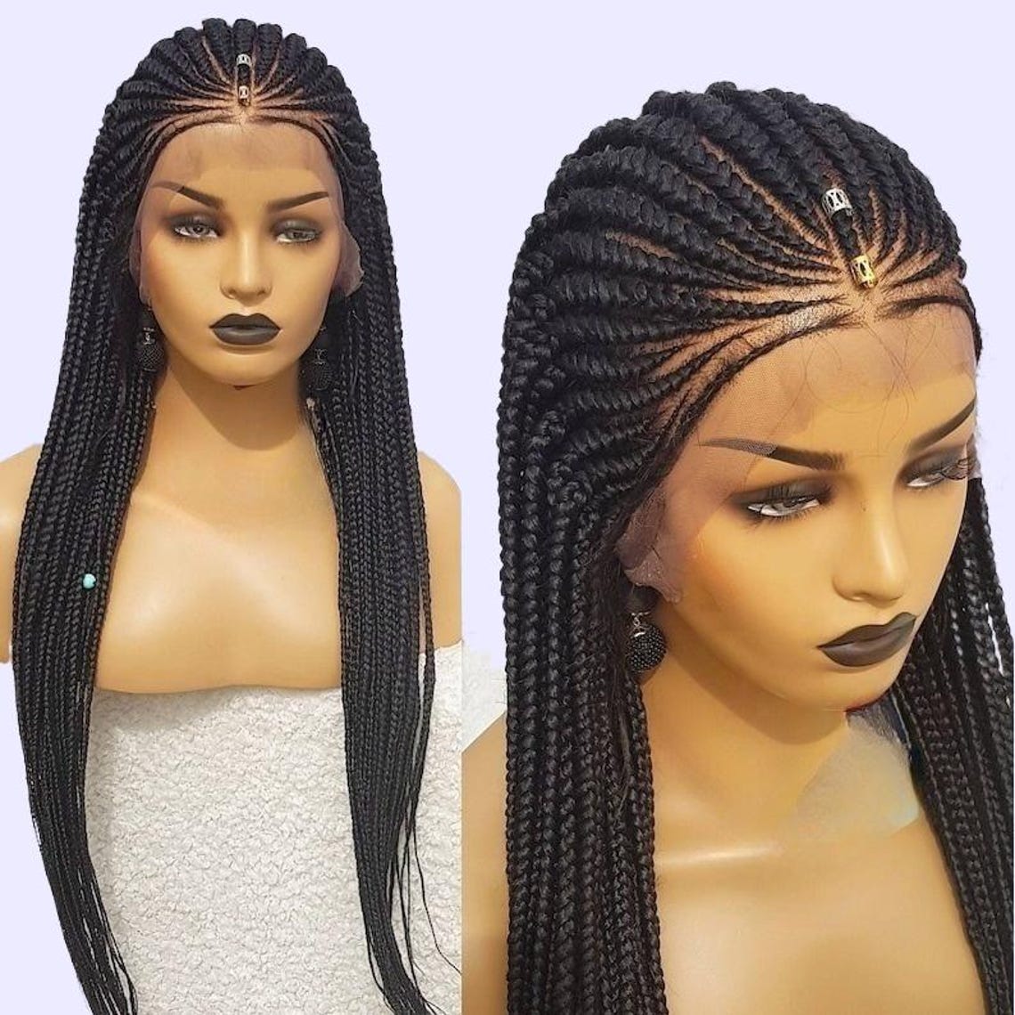 Fulani Style Braided Conrow Box Wig for Black African Women. Alopecia ...