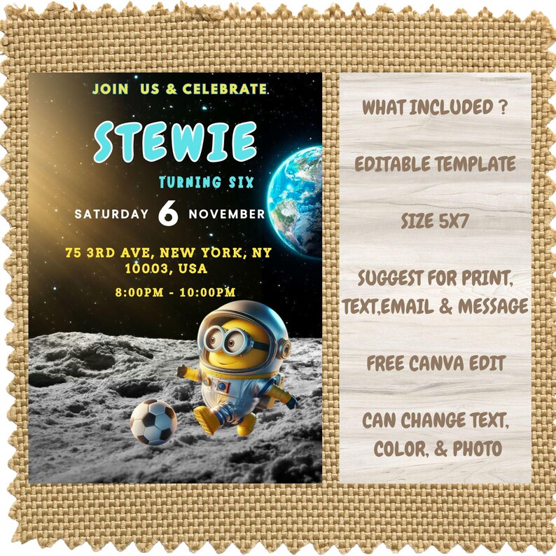 Editable Minions Birthday Invitation Template: 5x7 Printable (digital ...