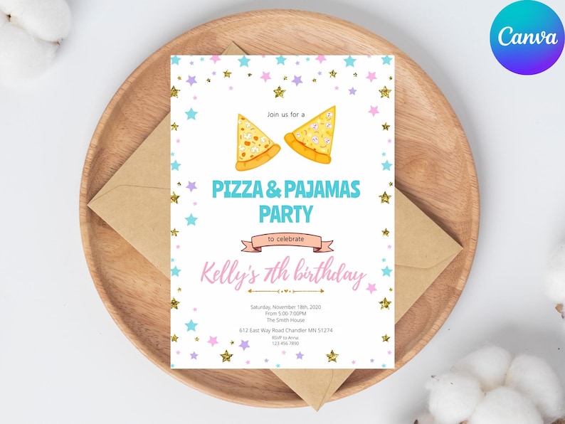 Editable Pizza Birthday Party Invitation, Pizza Party Invite, Pizza ...
