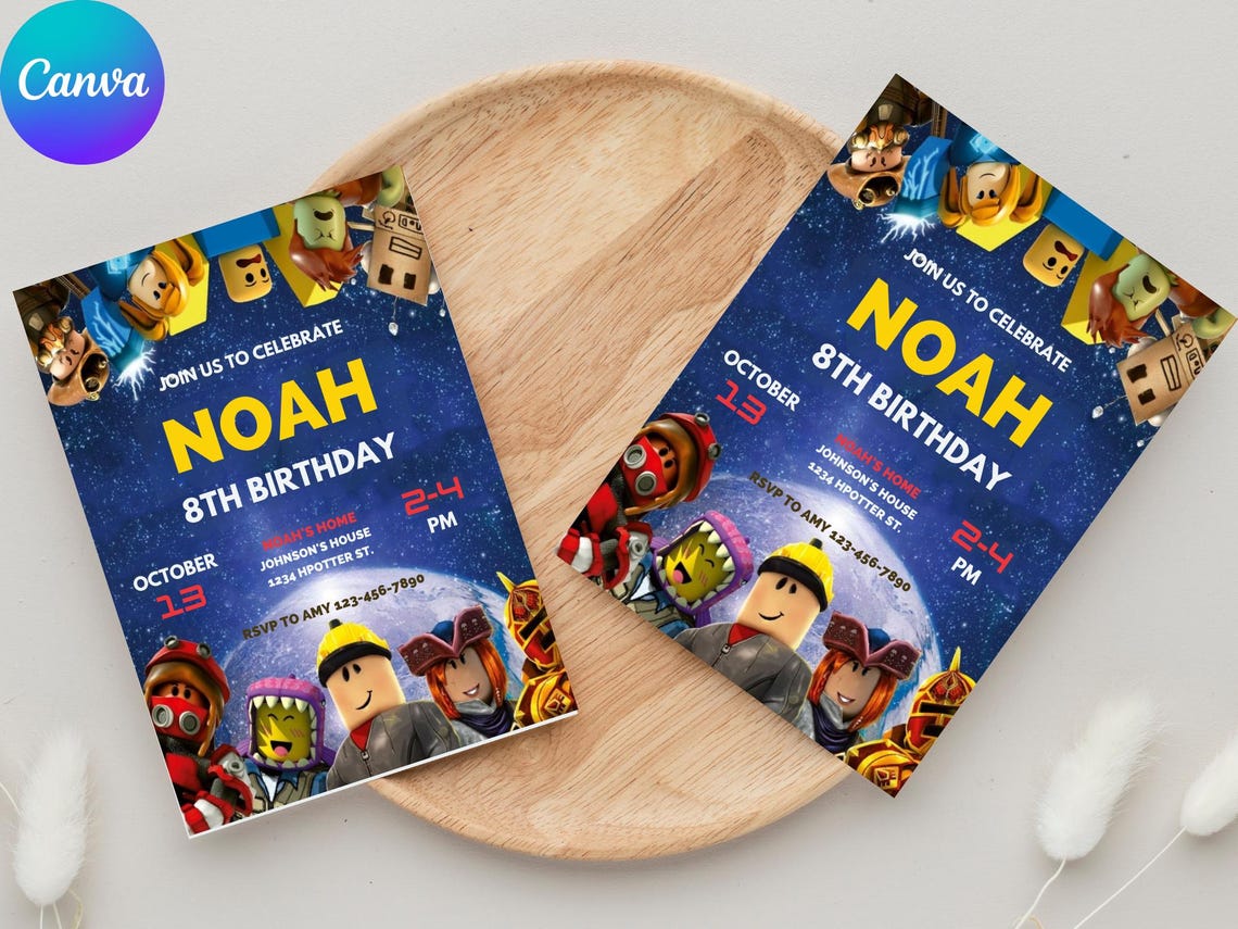 Roblox Invitation, Roblox Invite, Game Birthday, Roblox Boy Birthday ...
