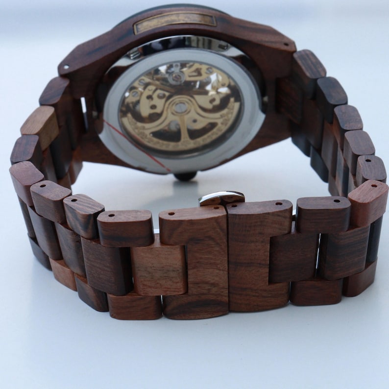 Men’s Tigerwood Mechanical Watch – Engraved Gift for Husband, Dad, or ...