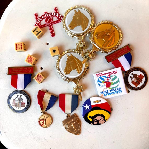 15 piece Assorted Medals Pins Dice Horse Trophy Toppe… - Gem