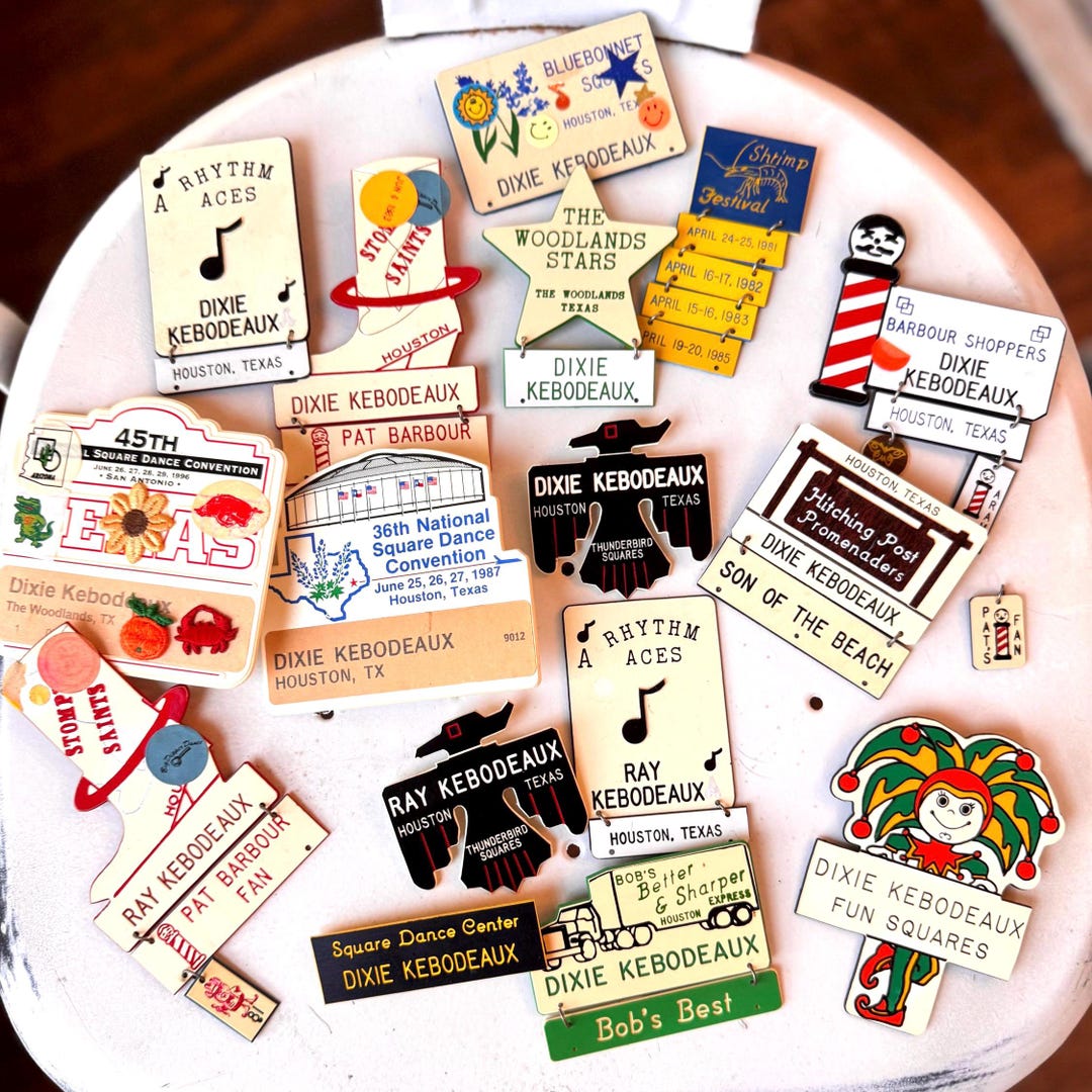 26 Assorted Square Dance Pins Ribbons Charms 1970s 1980s and After ...