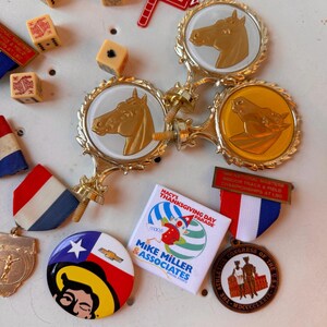 15 Piece Assorted Medals Pins Dice Horse Trophy Toppers Vintage to ...