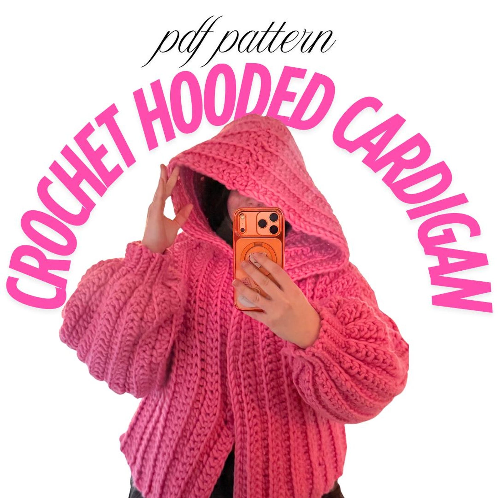 Chunky Hooded Cardigan Crochet Pattern | Cozy Oversized Sweater PDF ...