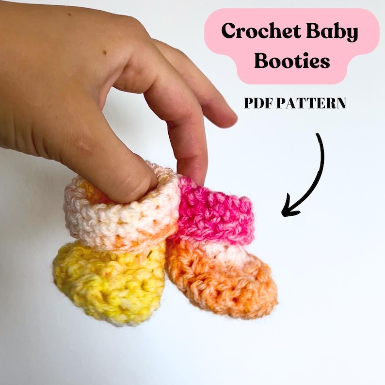 Baby Booties Crochet PDF Pattern Digital Download Sizes Newborn to 0-3 ...
