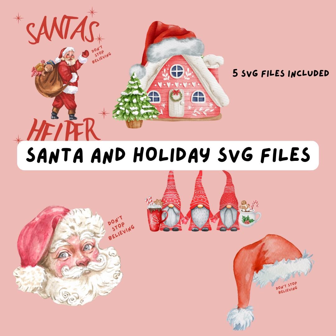 Santa and Holiday Theme SVG Files, Perfect for Cricut Projects, Holiday ...