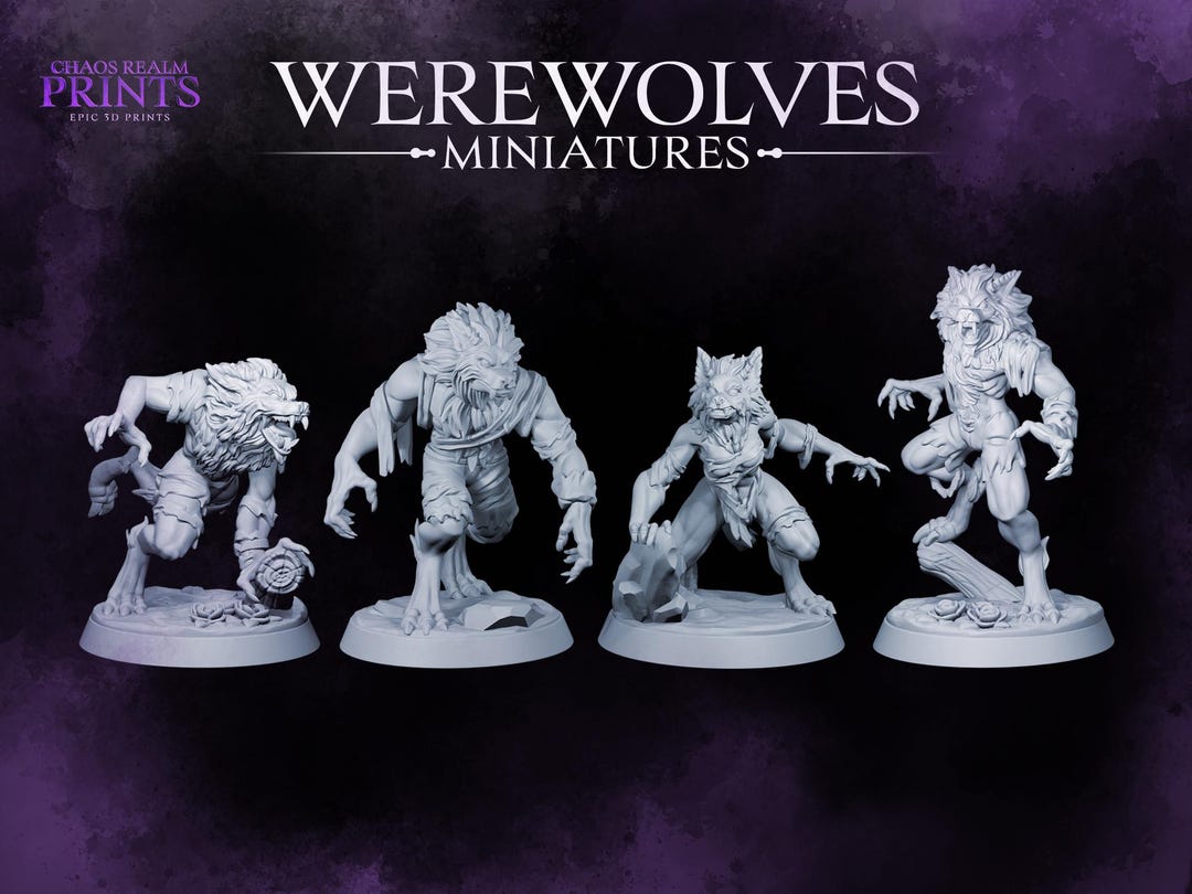 Werewolf Bundle Miniatures Pack of 4 Werewolf Miniatures D&D, RPG ...