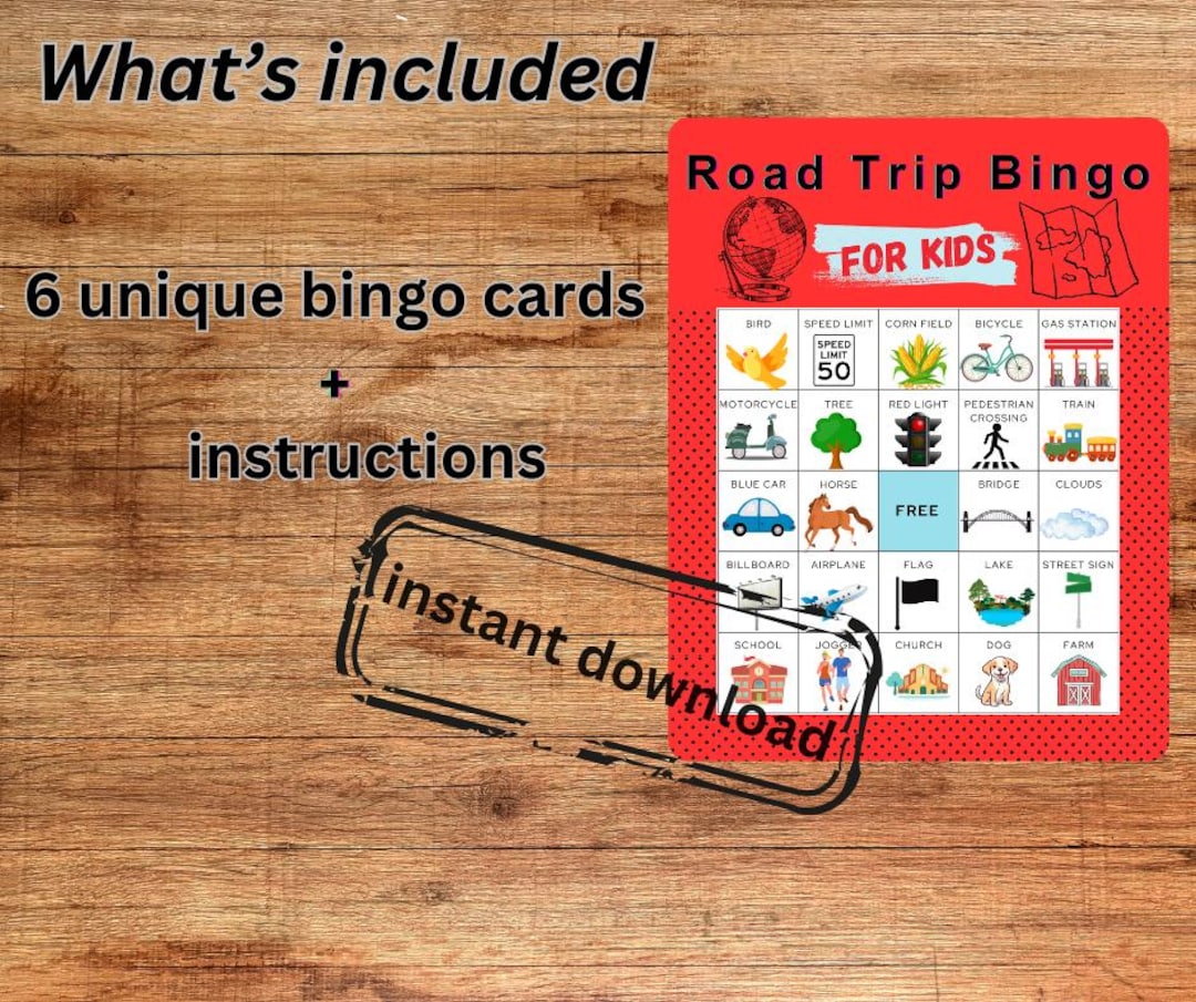 Travel Bingo, Printable Car Ride Bingo, Road Trip Bingo, Kid's Road ...