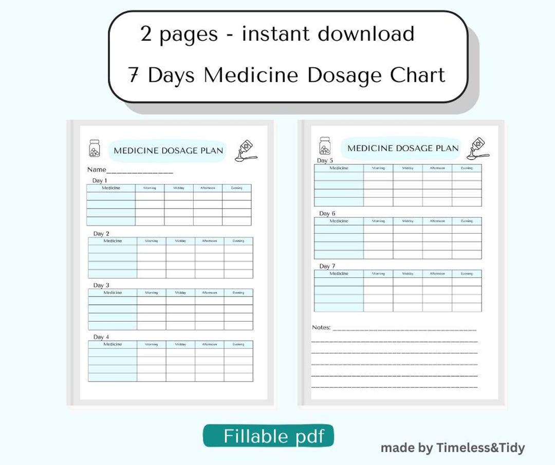 Digital Medicine Chart | Medicine Dosage Planner | Medicine Planner ...