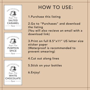 Printable Sugar Free Syrup Bottle Labels | for Coffee, Tea, Cocktails ...