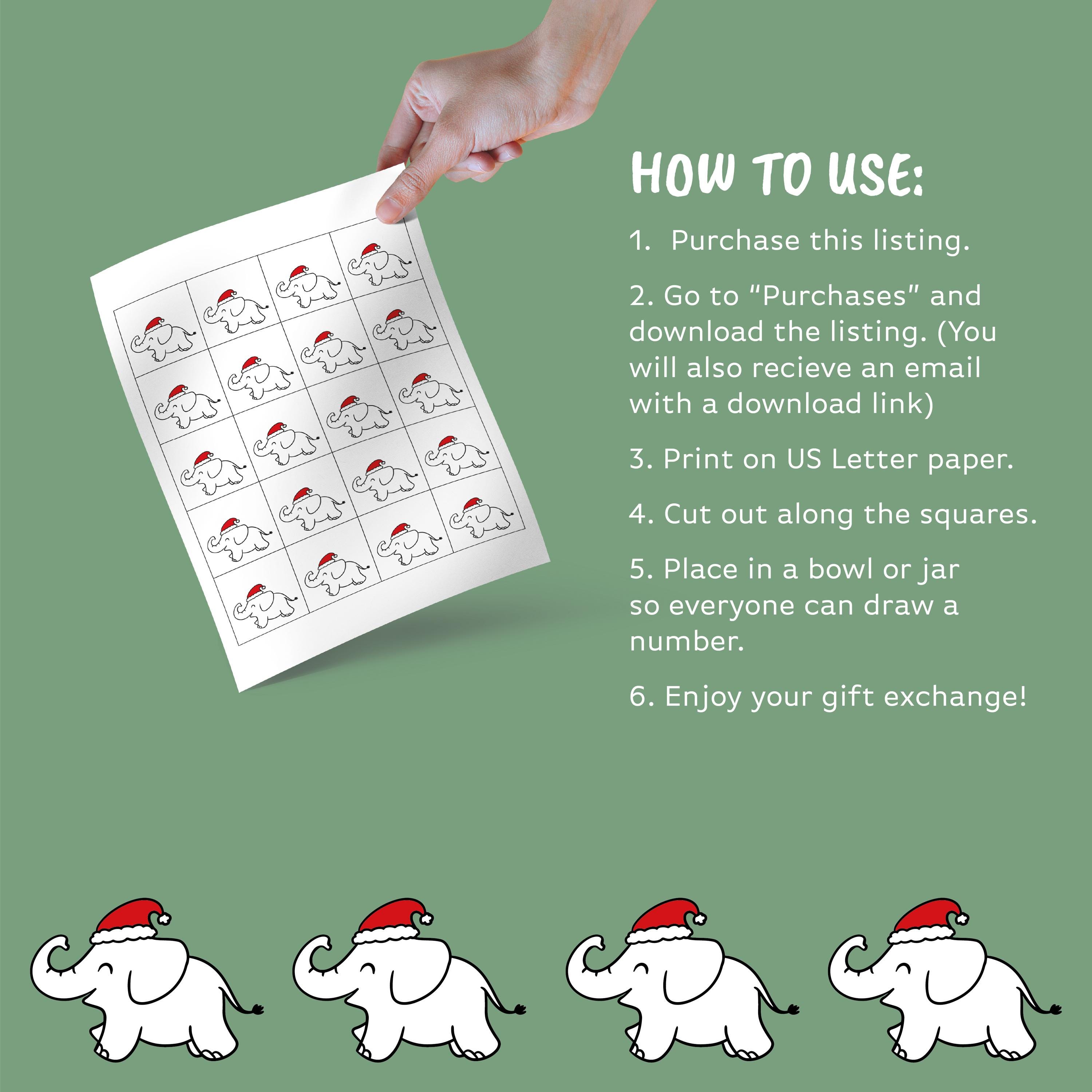 Printable White Elephant Gift Exchange Numbers | for Parties, Events ...