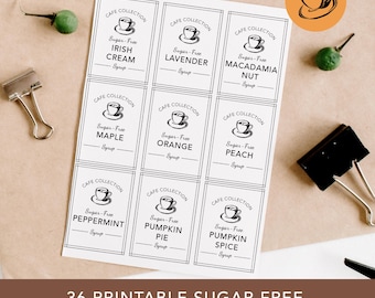 Printable Sugar Free Syrup Bottle Labels | for Coffee, Tea, Cocktails ...