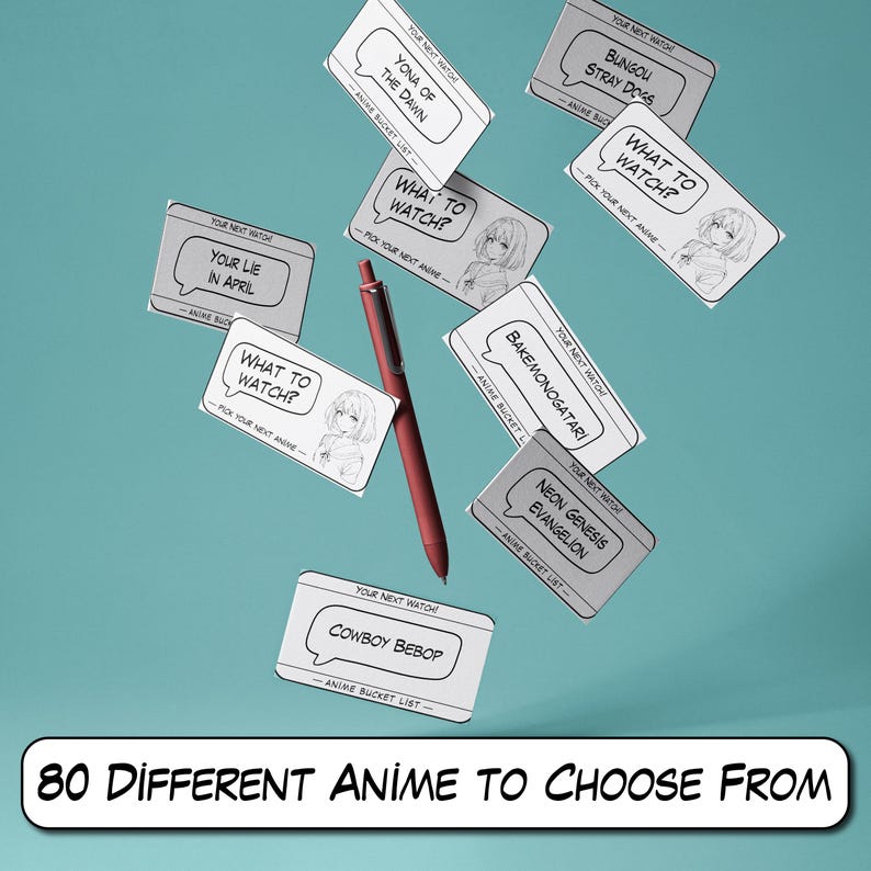 Printable Anime to Watch Bucket List Cards - Etsy