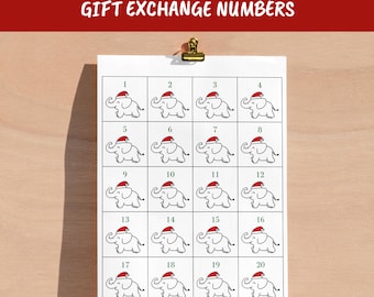 Printable White Elephant Gift Exchange Numbers | for Parties, Events ...