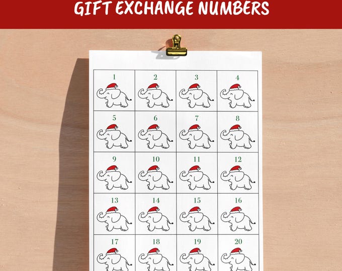 Printable White Elephant Gift Exchange Numbers | for Parties, Events ...