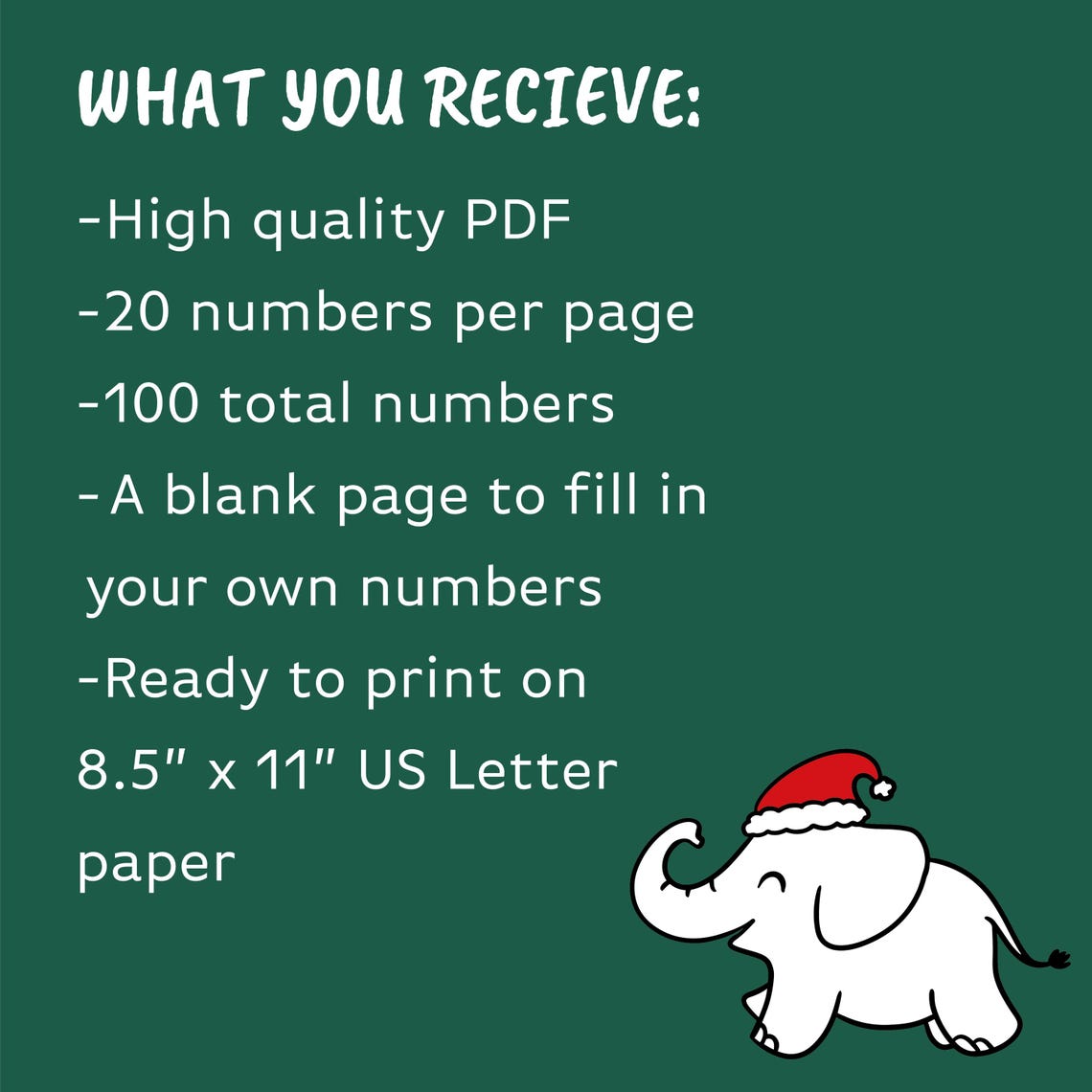 Printable White Elephant Gift Exchange Numbers | for Parties, Events ...