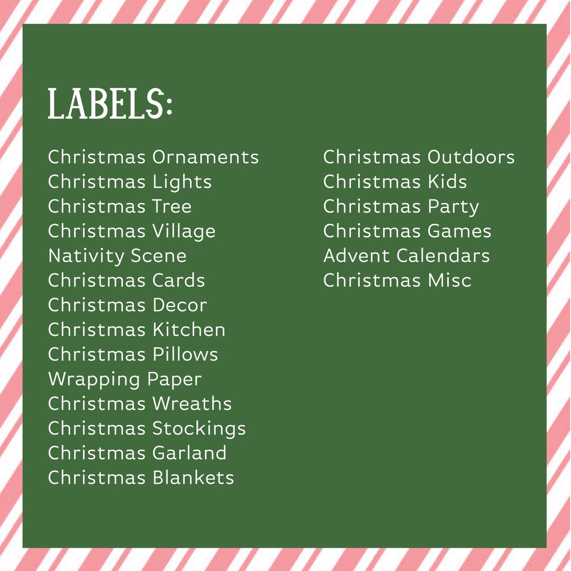 Printable Christmas Holiday Storage Label Kit | for Organization ...